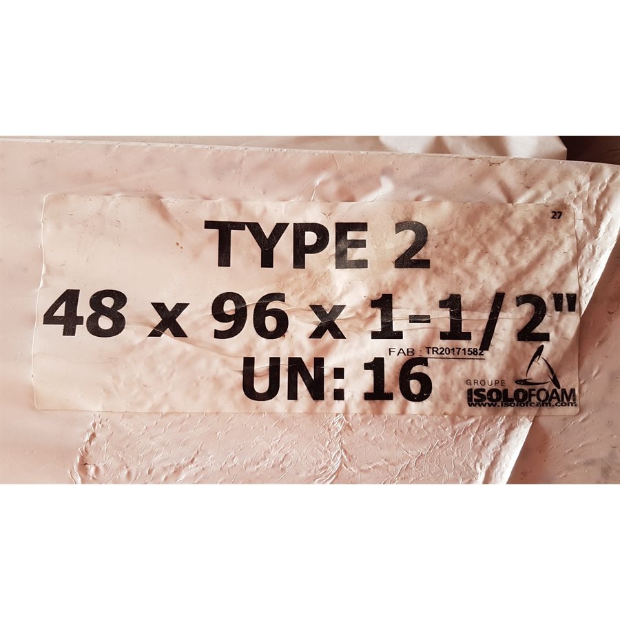 ISOLANT STYROFOAM ( ISOLOFOAM ) TYPE 2 BLANC 48PO X 96PO
