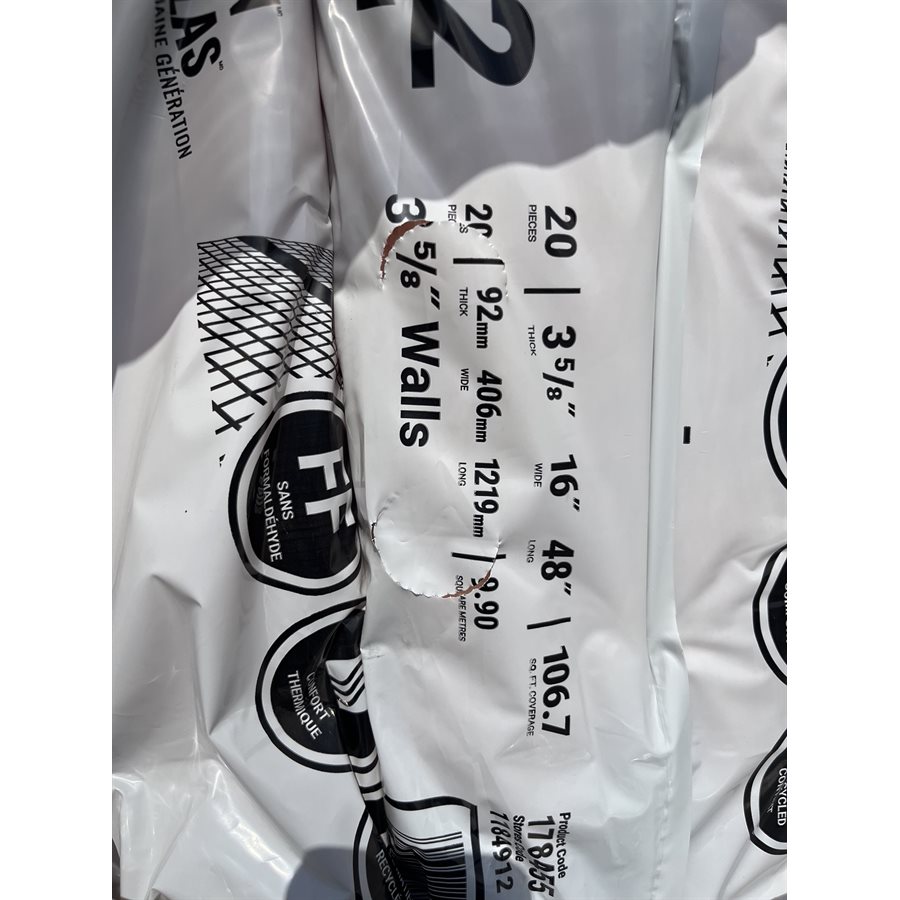 LAINE ISOLANTE ROSE R-12 3 5 / 8PO X 16PO X 48PO R12